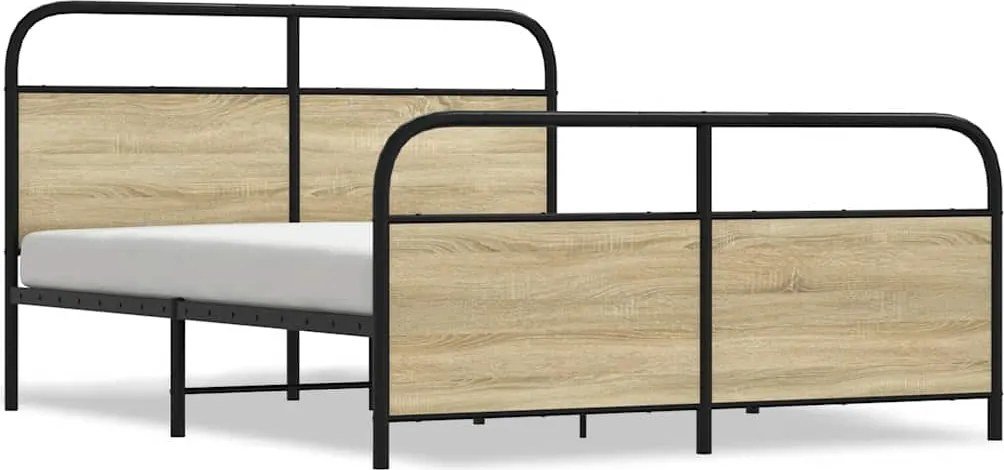 Kovový rám postele bez matrace dub sonoma 150 x 200 cm 3318650