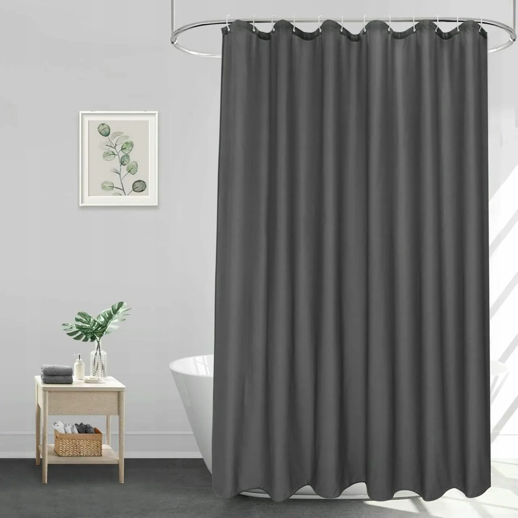 Sprchový curtain textilní koupelnový curtain odolný a stylový, tmavě šedý 180x220cm