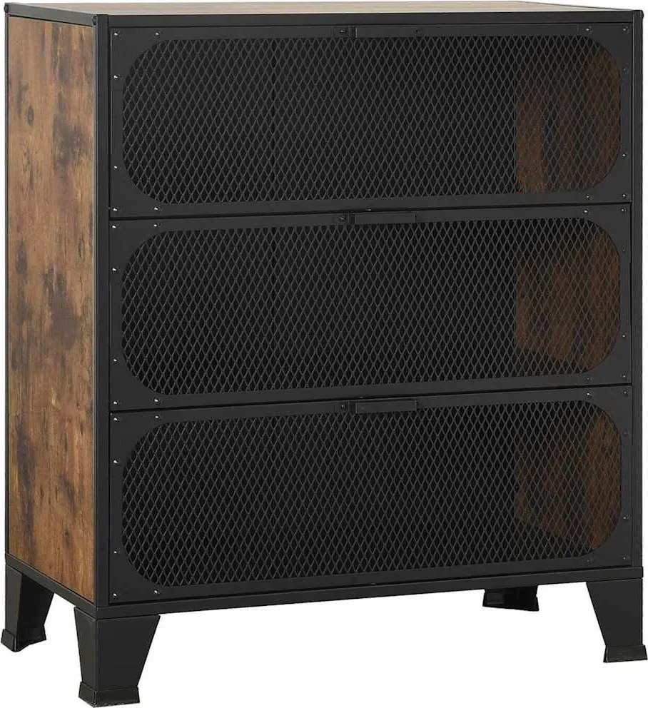 Úložná skříň rustikální hnědá 72 x 36 x 82 cm kov a MDF 335911