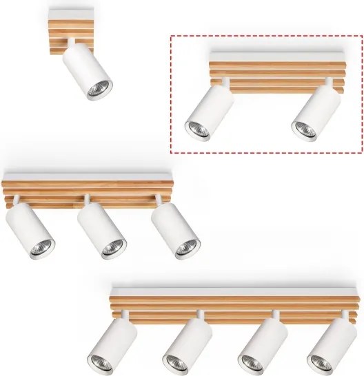 BRILAGI - Bodové svítidlo SELE WOOD ACOUSTIC 2xGU10/30W/230V bílá/dřevo