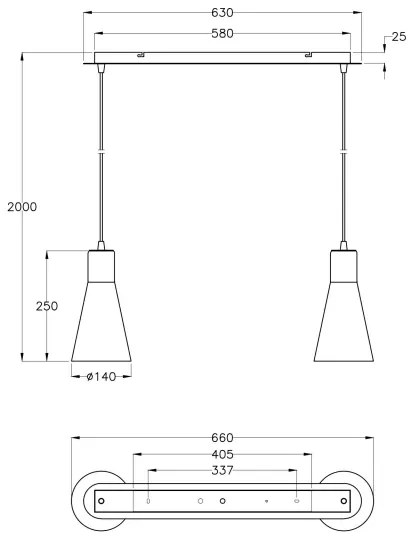 Fabas 2753/46/138 - Lustr na lanku DIANA 2xE27/60W/230V
