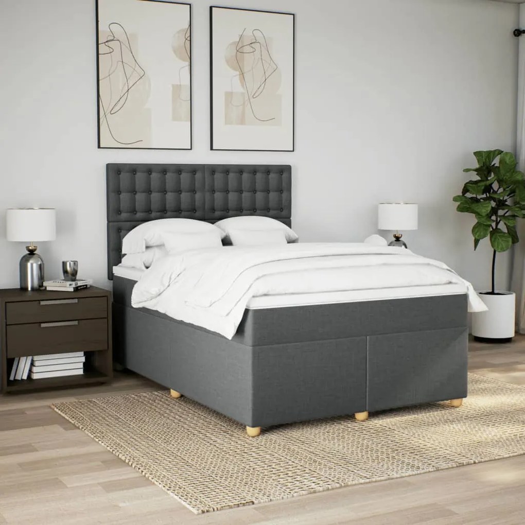Box spring postel s matrací tmavě šedá 140x200 cm textil 3293618