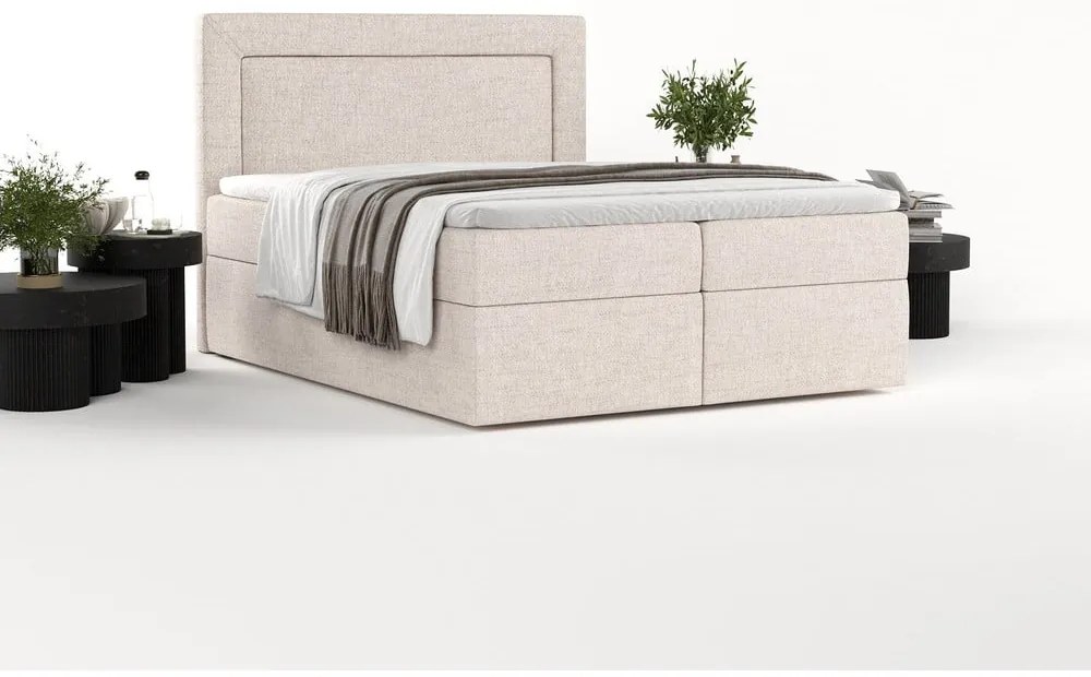Béžová boxspring postel s úložným prostorem 140x200 cm Imagine – Maison de Rêve