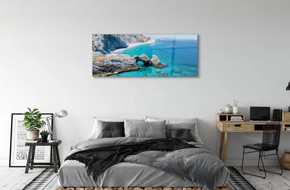 akrylový obraz Řecko Beach břehu moře 120x60 cm