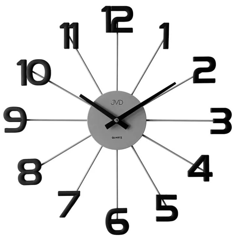 JVD Designové kovové černé paprskovité hodiny JVD HT119.3