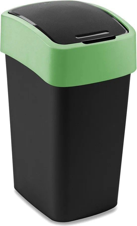 Zelený/černý plastový odpadkový koš na tříděný odpad 25 l Flip Bin – Curver