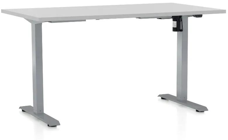Výškově nastavitelný stůl OfficeTech A, 120 x 80 cm, šedá podnož, světle šedá