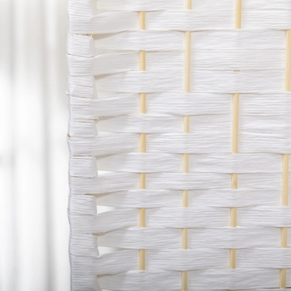 HOMCOM 3-panelová příčka 120x170 cm skládací rozdělení místnosti s dekorací z papírního lana a dřevěným rámem pro ložnici a obývací pokoj