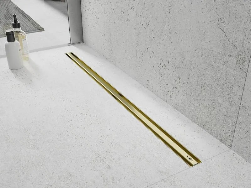 Mexen Flat 360° Slim otočný lineární odtok 50 cm, zlatý kartáčovaný - 1A41050