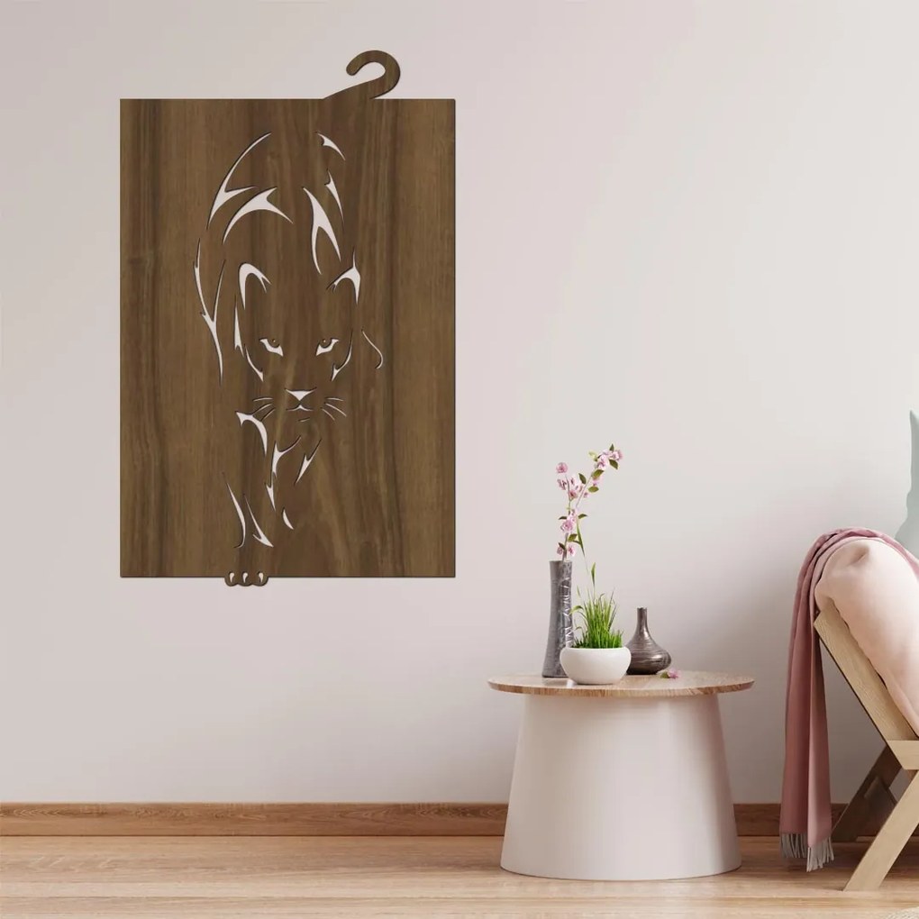 dřevo života Dřevěná dekorace na zeď Panter Zvolte rozměr (cm): 60x96, Zvolte barvu dekoru: Černá
