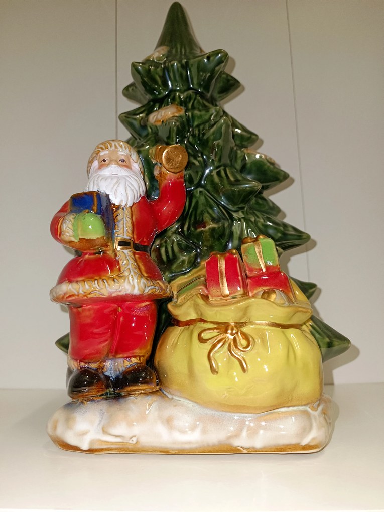 Vánoční soška porcelánový strom se Santou Clausem 38cm VÁNOCE BRANDANI