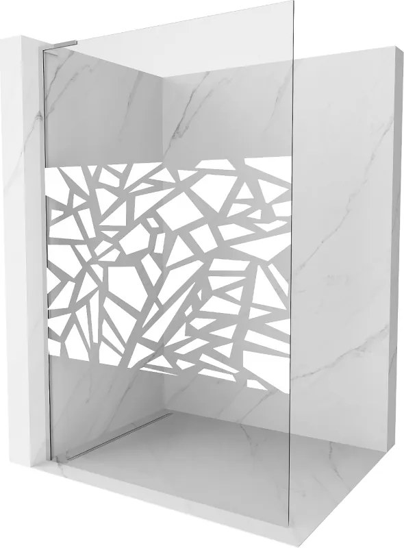 Mexen Kioto L, sprchová zástěna Walk-In 80 x 200 cm, 8mm čiré sklo bílý vzor, chromový profil, 800-080-103-01-85