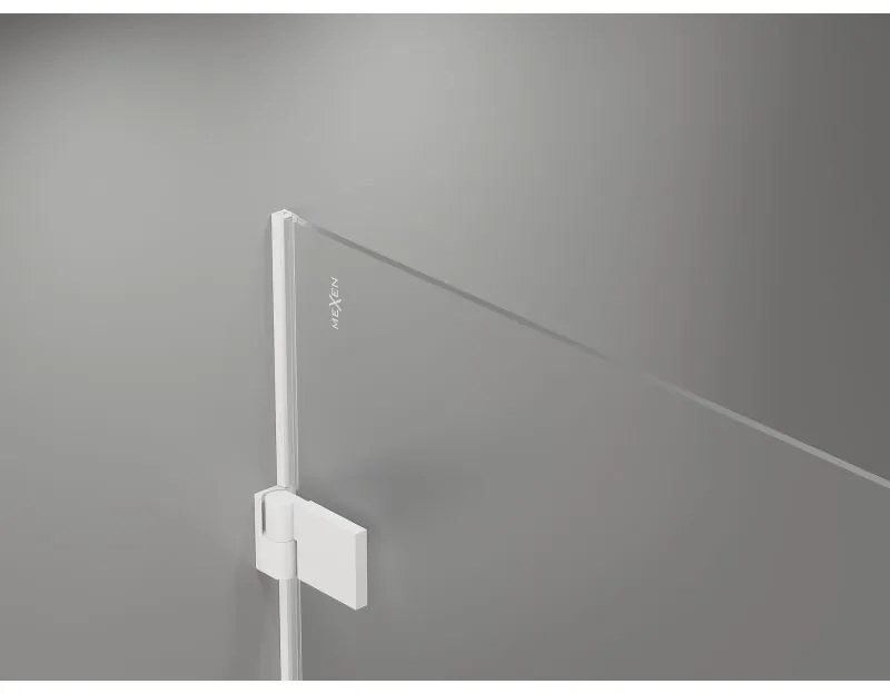Mexen Lunar-B, výklopný sprchový kout levý 70 x 70 cm, 8mm čiré sklo, bílý profil, 832-070-070-20-00-L