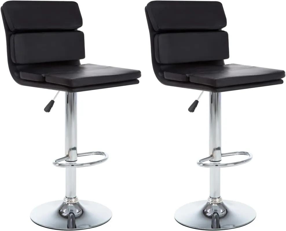 Otočné barové židle z umělé kůže 2 ks - černé | 44x50x114 cm