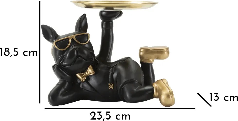 Dekorativní soška Dog Rover černo-zlatá