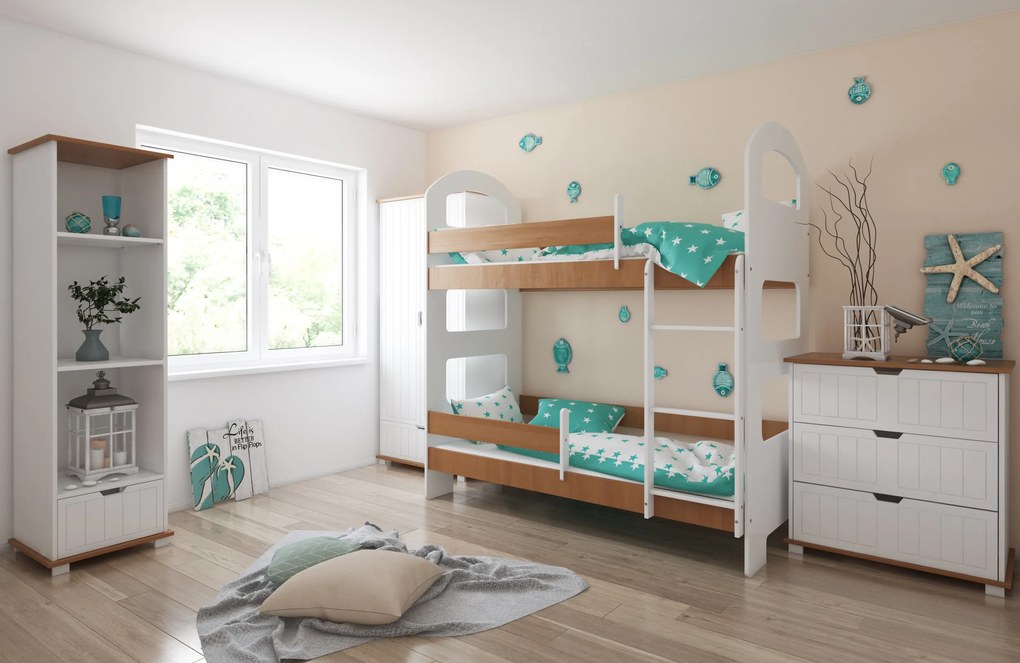 BabyBeds Dětská patrová postel HONZÍK II 180x80 Barevné provedení: Modrá, Úložný prostor: Ne, bez úložného prostoru