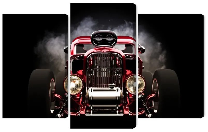 Vícedílný obraz Hot Rod Auto Na Pozadí Kouře Nedostatek Nedostatek Plátno Canvas 60x40