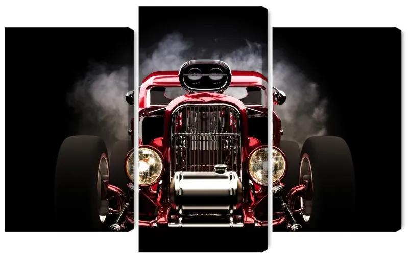 Vícedílný obraz Hot Rod Auto Na Pozadí Kouře Nedostatek Nedostatek Přírodní plátno 90x60