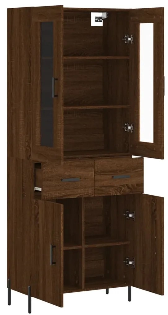 Skříň highboard hnědý dub 69,5 x 34 x 180 cm kompozitní dřevo - Default Title