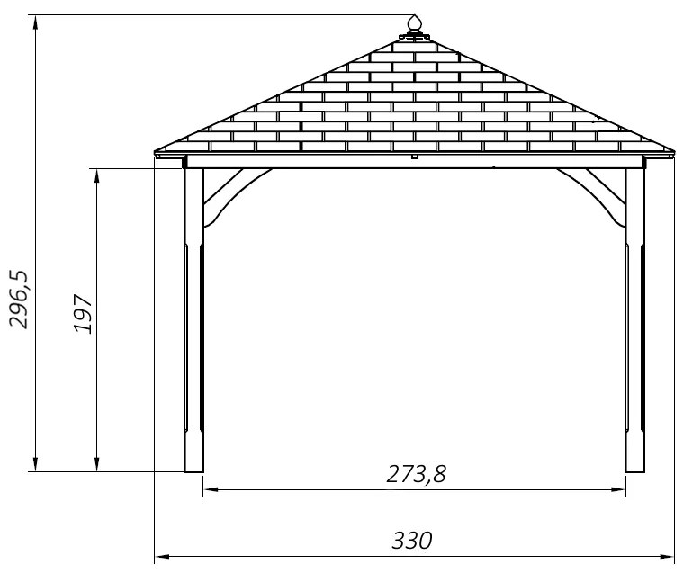 Dřevěný altán čtyřstranný Canopy LUX 3,34 x 3,34m 3,34x3,34m Osobní odběr/vlastní doprava bez montáže