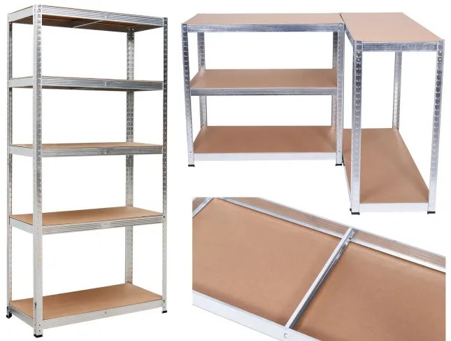 Regál 180x90x30 cm stříbrný