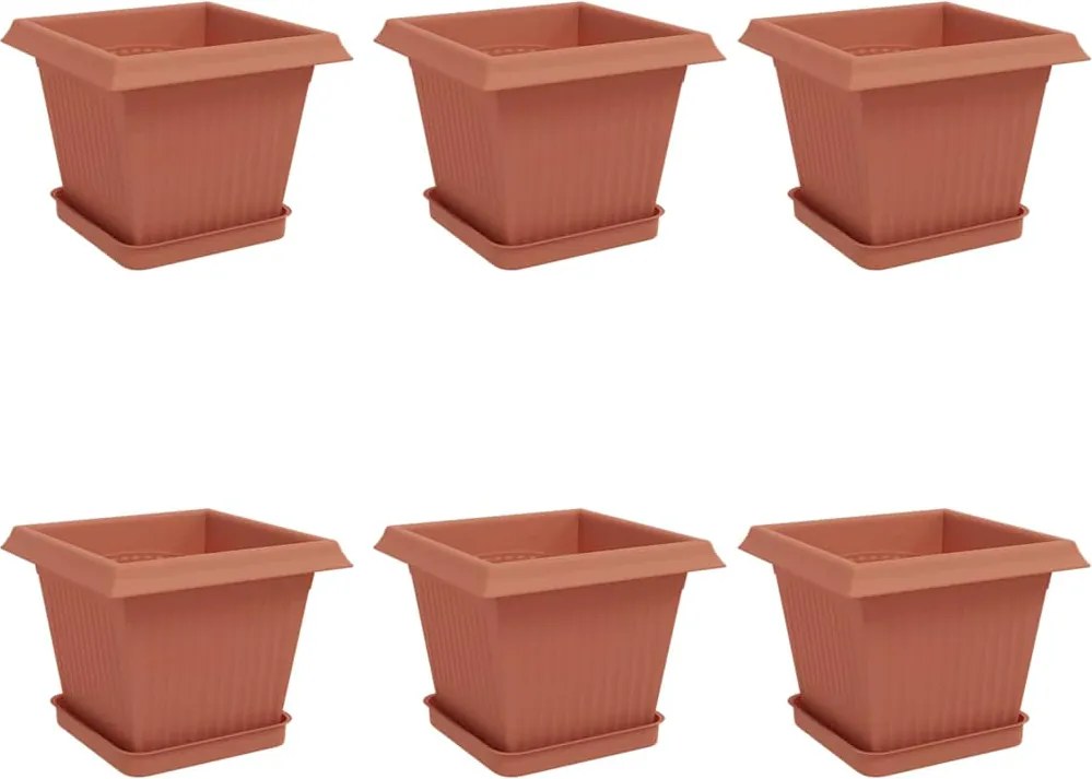 Květináče 6 ks Cihlově červená Plast 3403291