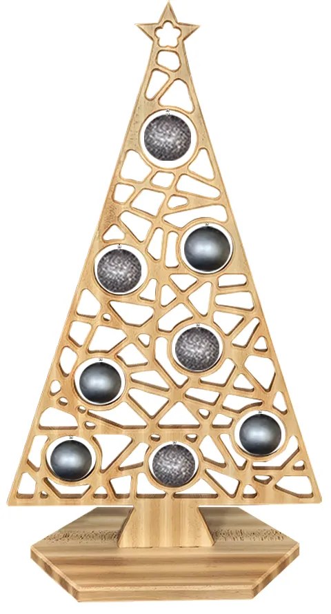 AMADEA Dekorace strom na podstavci geometrický s šedými koulemi, 110 x 65 cm, český výrobek
