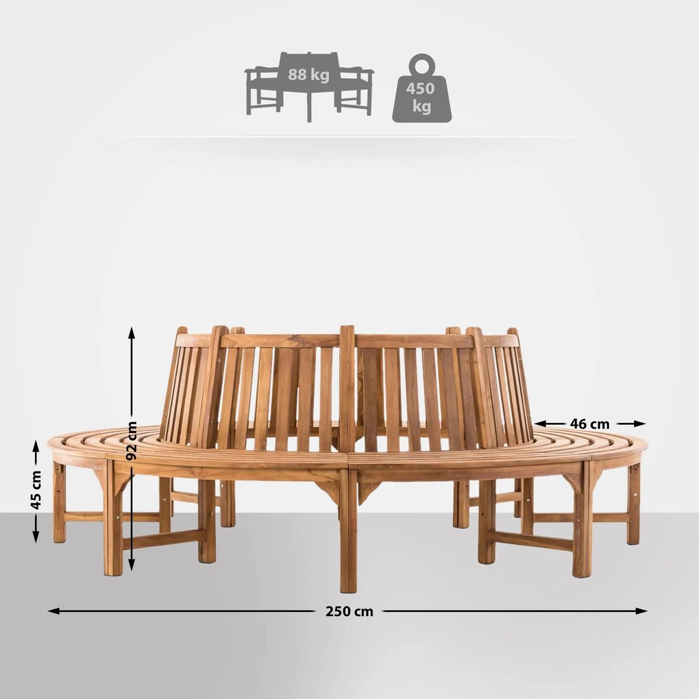 Lavice kolem stromu Novum kulatý 250 cm – teaková