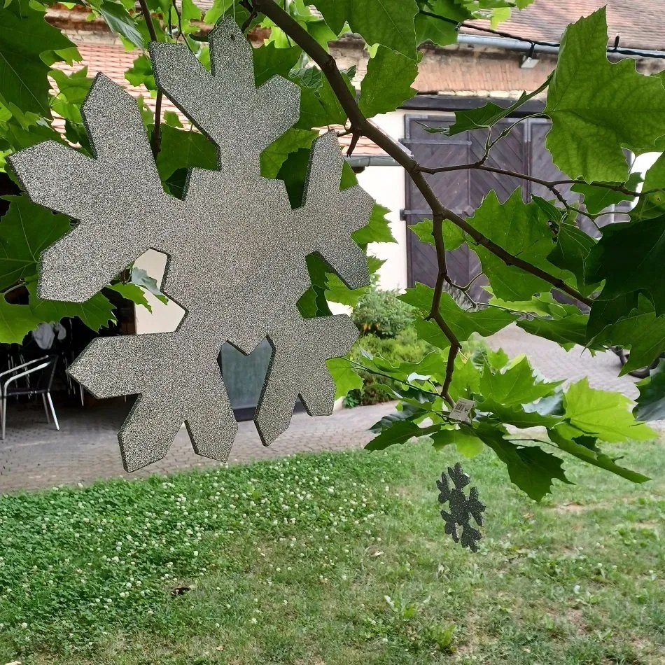 Vánoční ozdoba vločka I, pr. 80 cm, stříbrná, překližka, venkovní