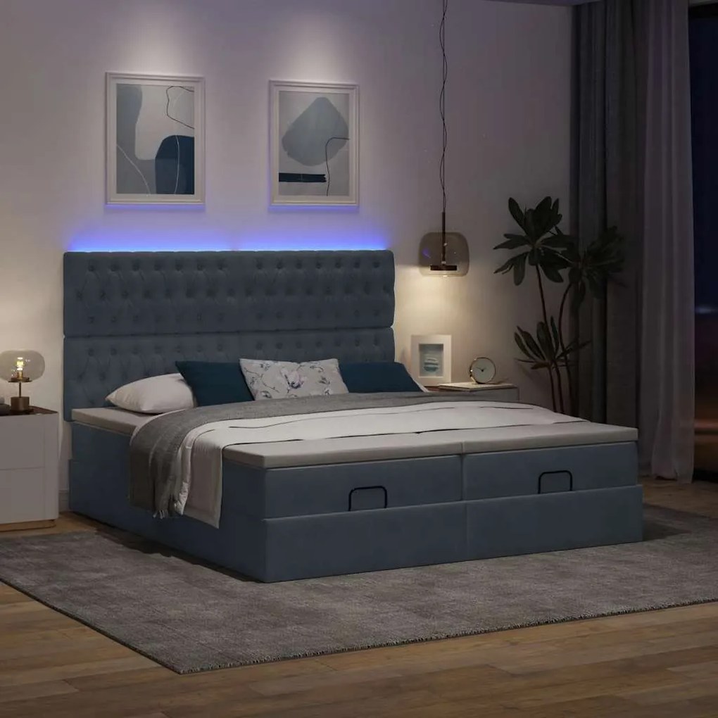 Osmanský rám postele s matrací tmavě šedý 200x200cm samet 3314646