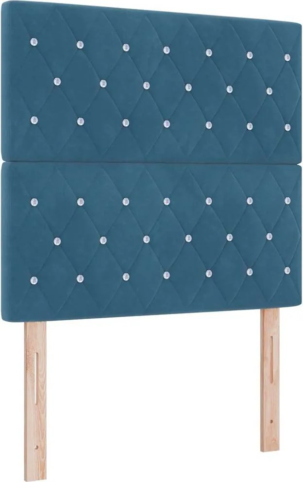 Postel s boxspringem s čelo Tmavě modrá 90 x 190 cm samet 3344847