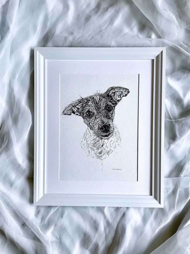 Pet Amour Originální portrét zvířete podle fotografie - Formát A5 Barva: černé pero