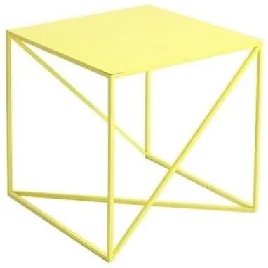 OnaDnes -20% Nordic Design Žlutý kovový konferenční stolek Mountain 50x50 cm
