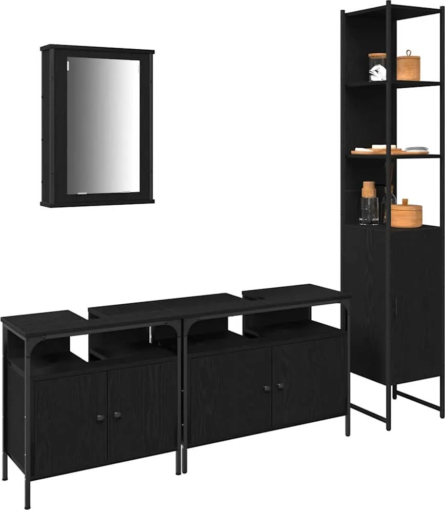 Sada koupelnového nábytku 4 ks Černý dub 33 x 33 x 185,5 cm 3334421