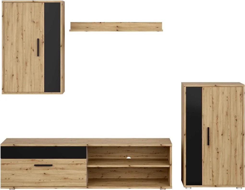 Sada obývacího nábytku Benson dub artisan/černá