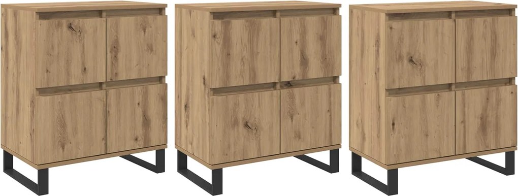 Servírovací skříň 3 ks Artisanový dub 60 x 35 x 70 cm 3394576