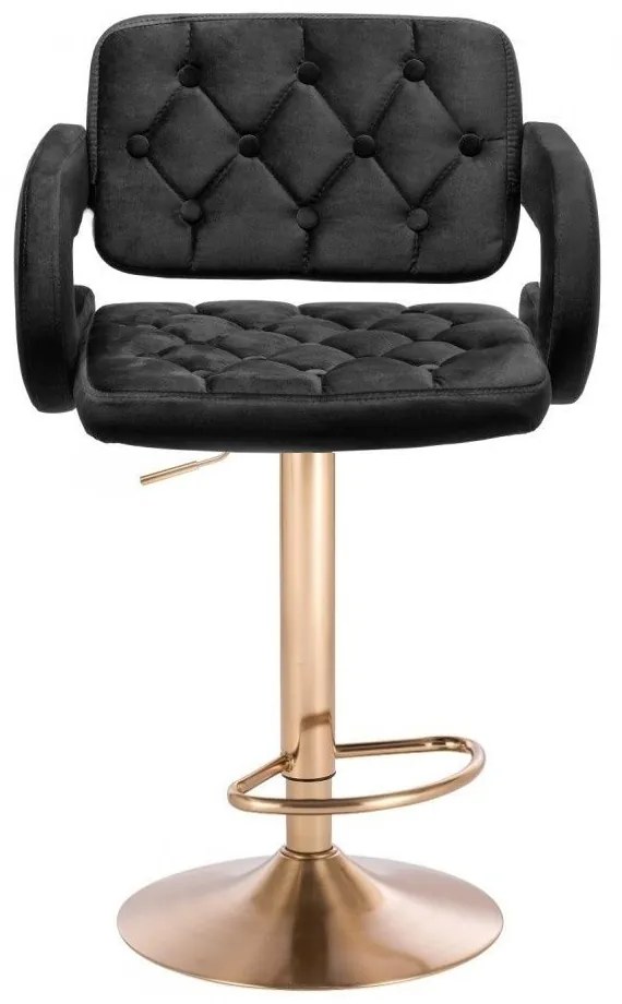 LuxuryForm DESIGN Barová židle ADRIA VELUR na zlaté kulaté podstavě - černá