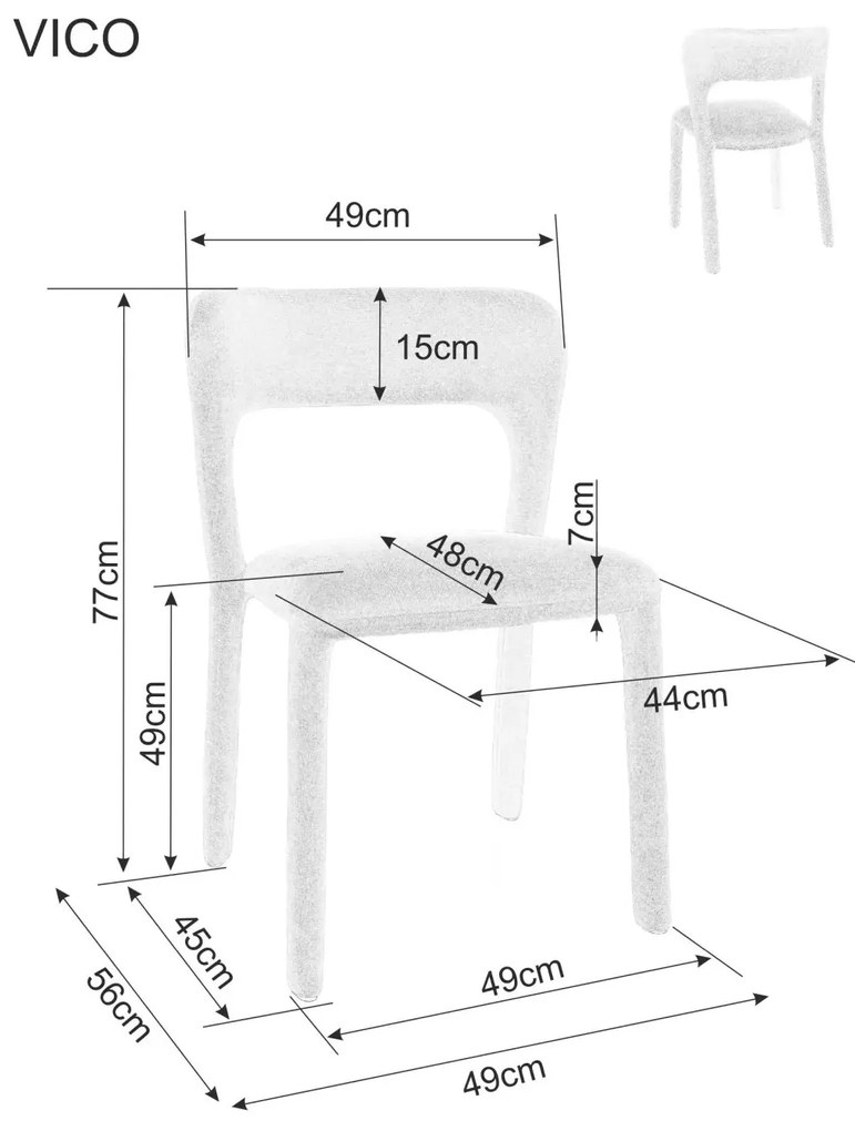 Čalouněná jídelní židle Vico světle šedá