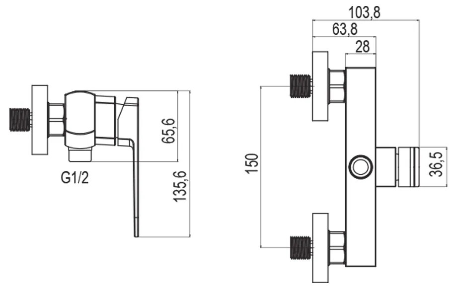 Mereo Mereo, Sprchová nástěnná baterie, Mada, 150 mm, bez příslušenství, chrom, CBQ60103M