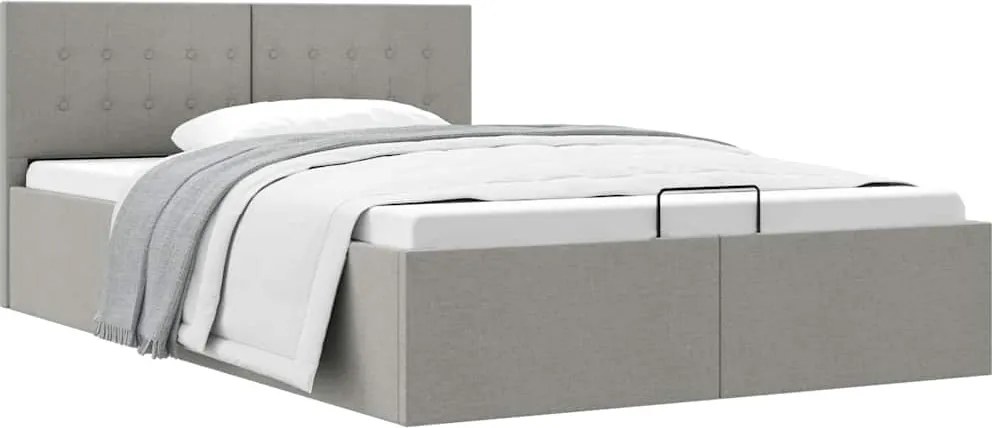 Rám postele s úložným prostorem světle šedý textil 120 x 200 cm 285578