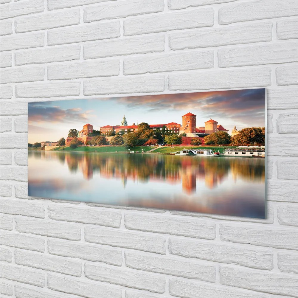 akrylový obraz Krakow hrad řeka 120x60 cm