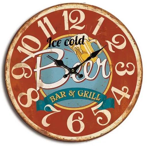 Nástěnné retro hodiny Beer, průměr 40 cm