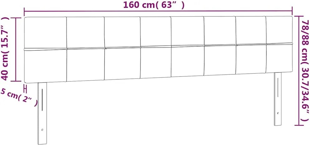 Čelo postele s LED tmavě modré 160x5x78/88 cm samet 3121670