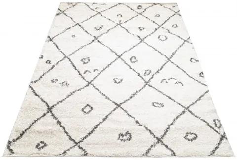 Kusový koberec Shaggy DELHI 4078A krémový šedý Rozměr: 120x170 cm