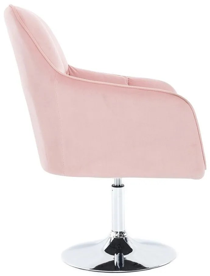 LuxuryForm DESIGN Otočné křeslo AMALFI VELUR na stříbrném talíři - růžové