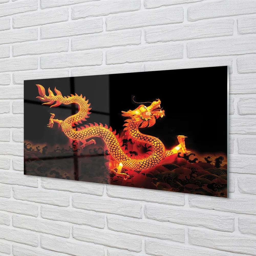 akrylový obraz Gold dragon 140x70 cm