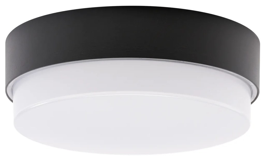 Osmont Triton 1, stropní černé kruhové svítidlo, 13W LED 3000K, průměr 28cm, IP65