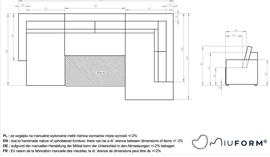 Bílá manšestrová rozkládací rohová pohovka (pravý roh/do "U") Brave Dave – Miuform