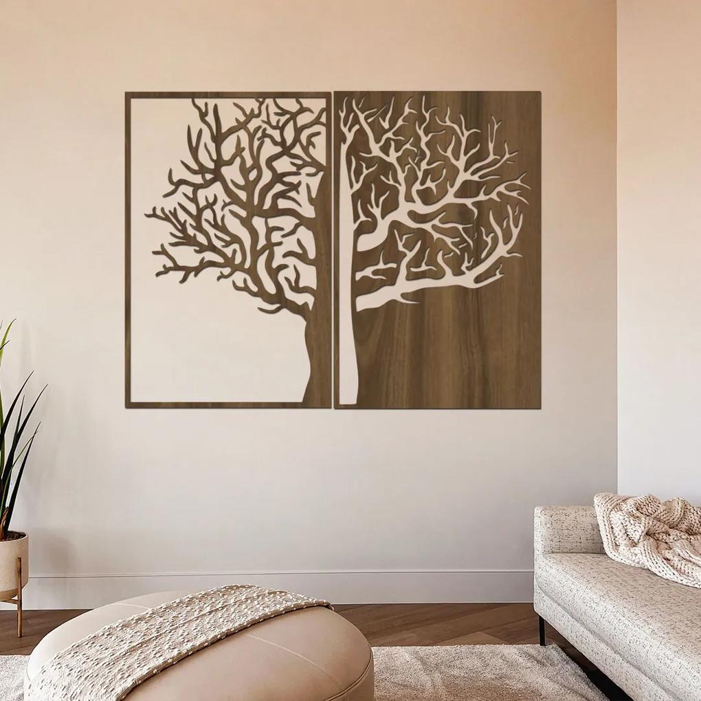 dřevo života Dřevěný strom na zeď DUALITY Barevný vzor: Horský dub, Rozměry (cm): 80x60