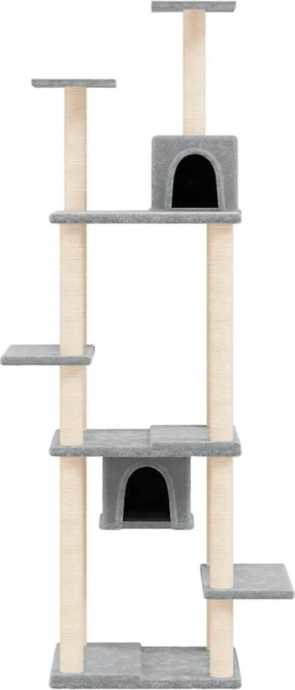 Škrabadlo pro kočky se sisalovými sloupky světle šedé 176 cm 171688